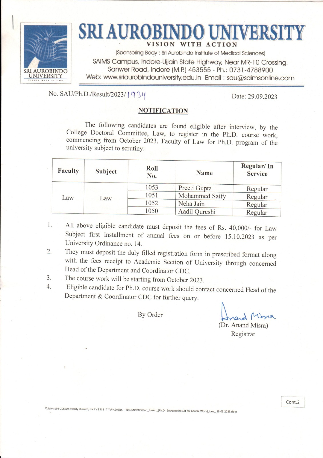 Approval and affiliation