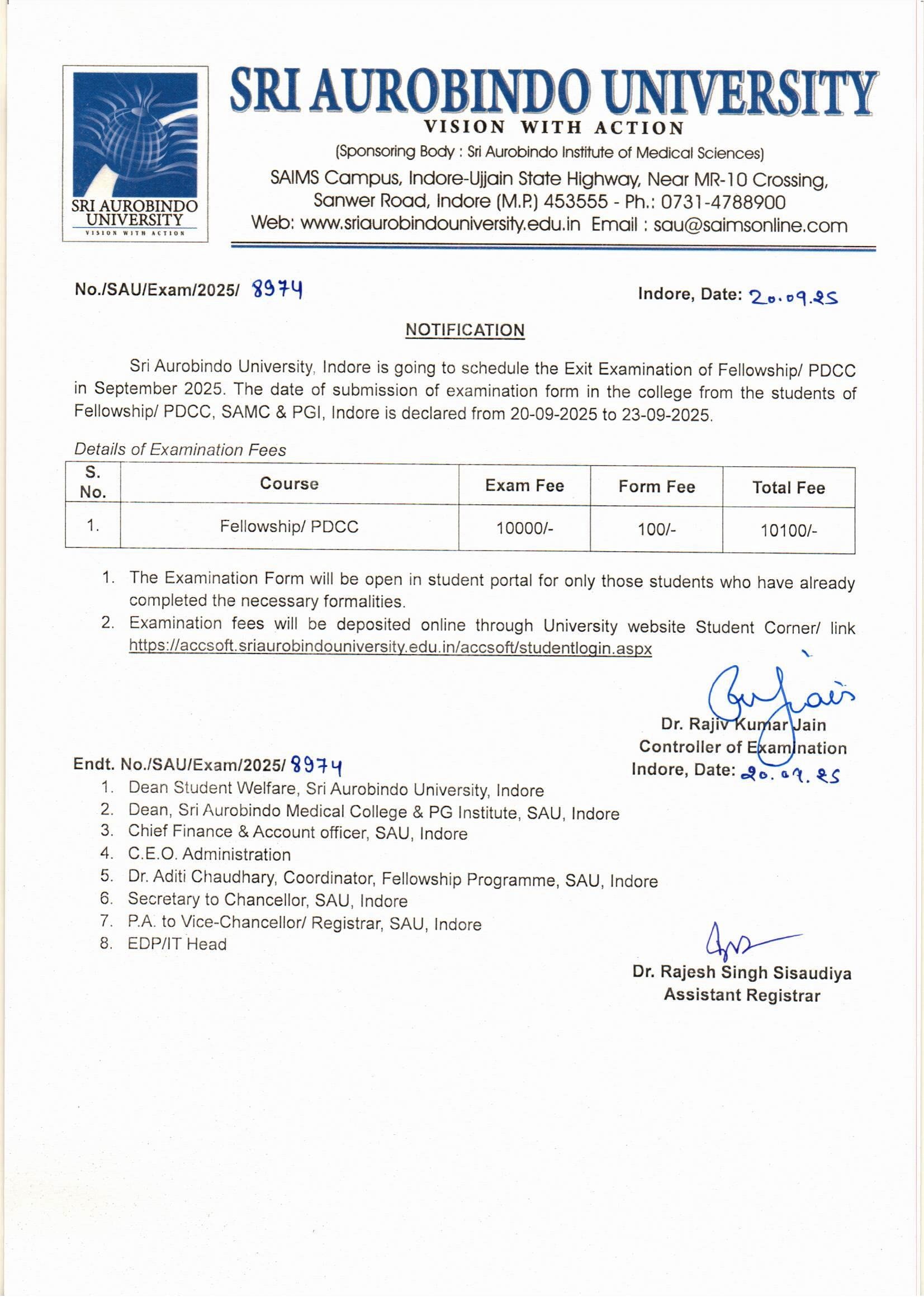 Notification for Ph.D. Entrance Examination Result