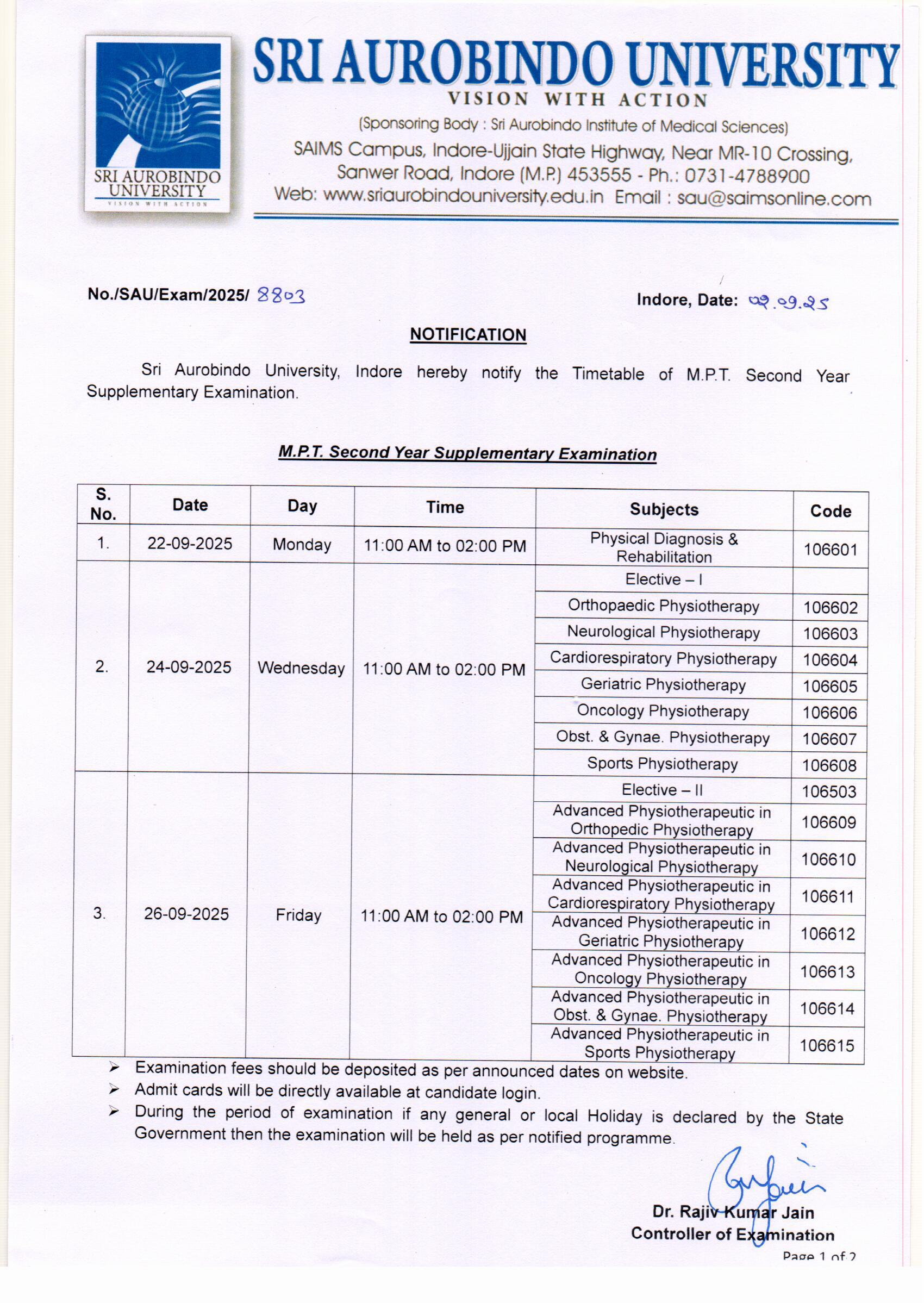Sri Aurobindo University - SAU, Indore